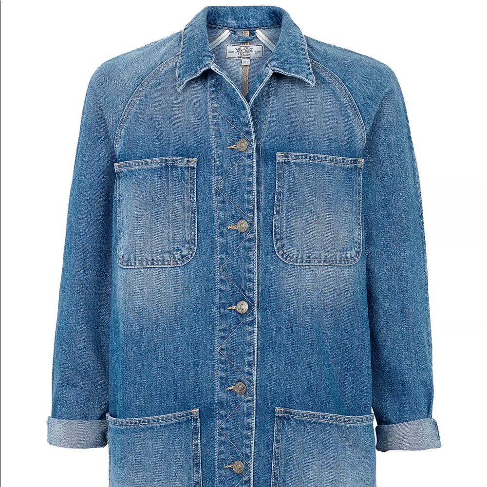 Fat Face Denim Duster Jacket, Mid Denim - Gem